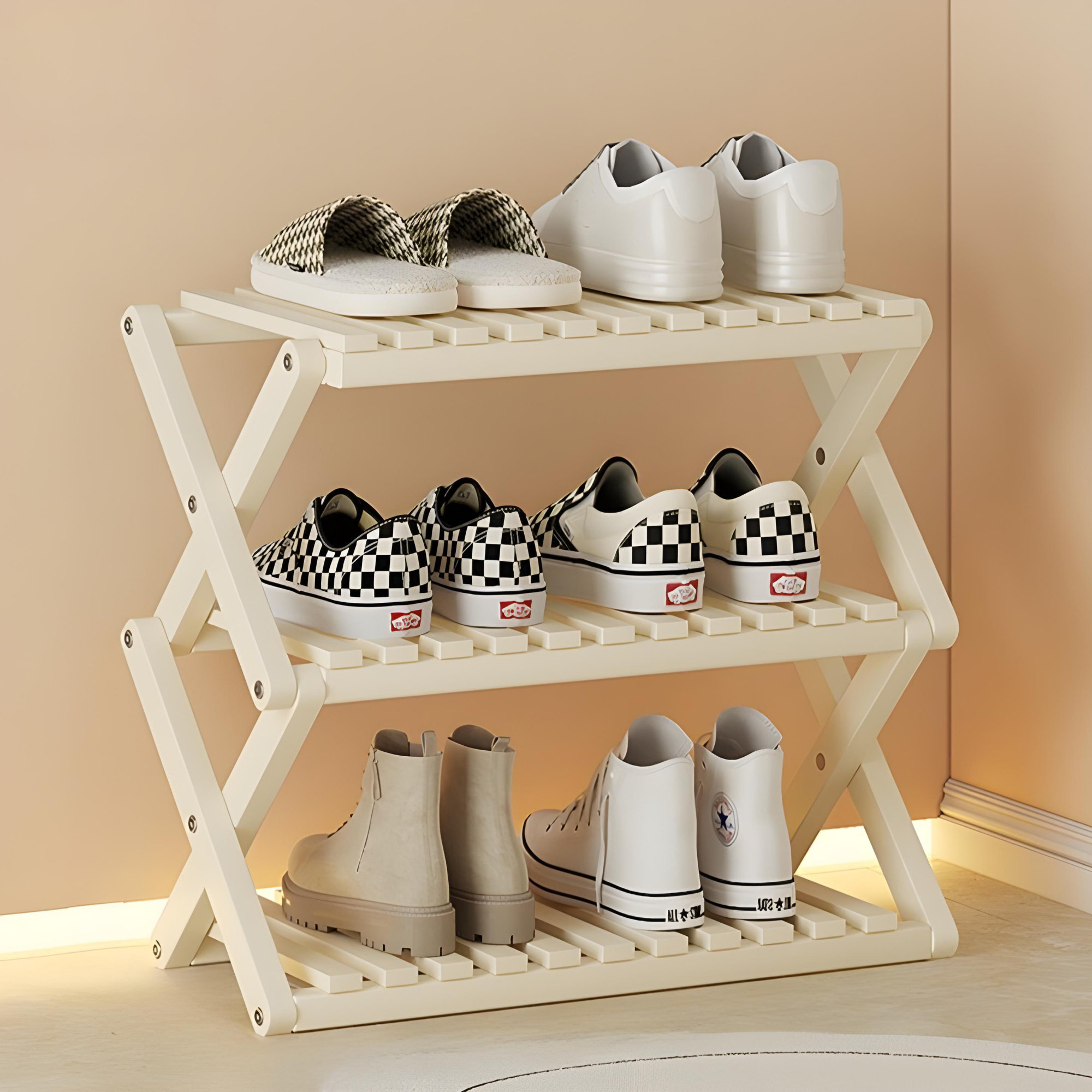 Gracie Oaks Range-chaussures simple en bambou multicouche à usage ...