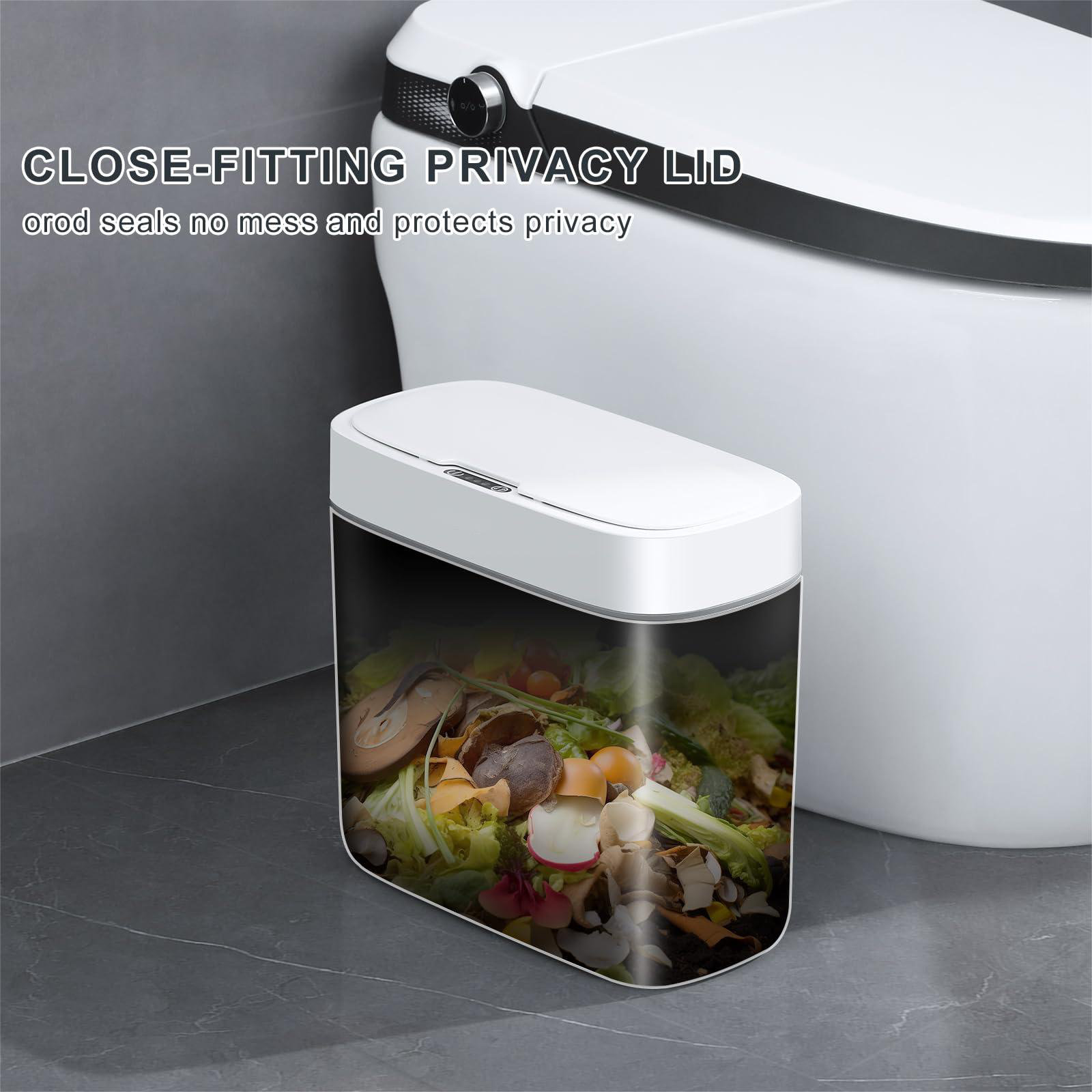 XIXIXIANGRONGAA Bathroom Trash Can With Lid, 3.2 Gallon Automatic ...