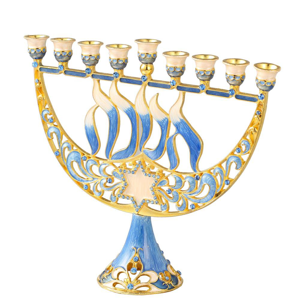 Matashi Crystal Matashi Hand Painted Enamel Menorah Candelabra Menorah ...