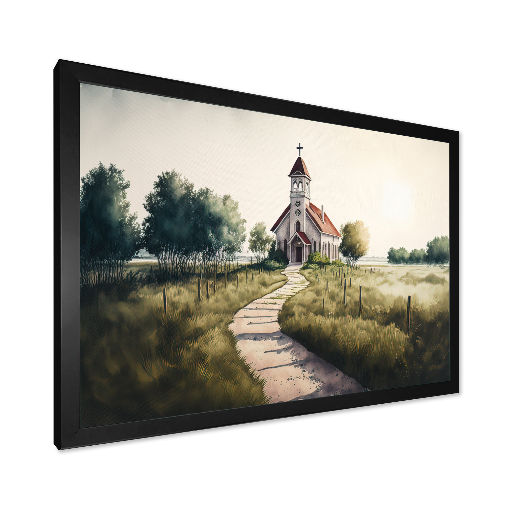 Red Barrel Studio® Winding Path To Church III - Spiritual Canvas Wall ...