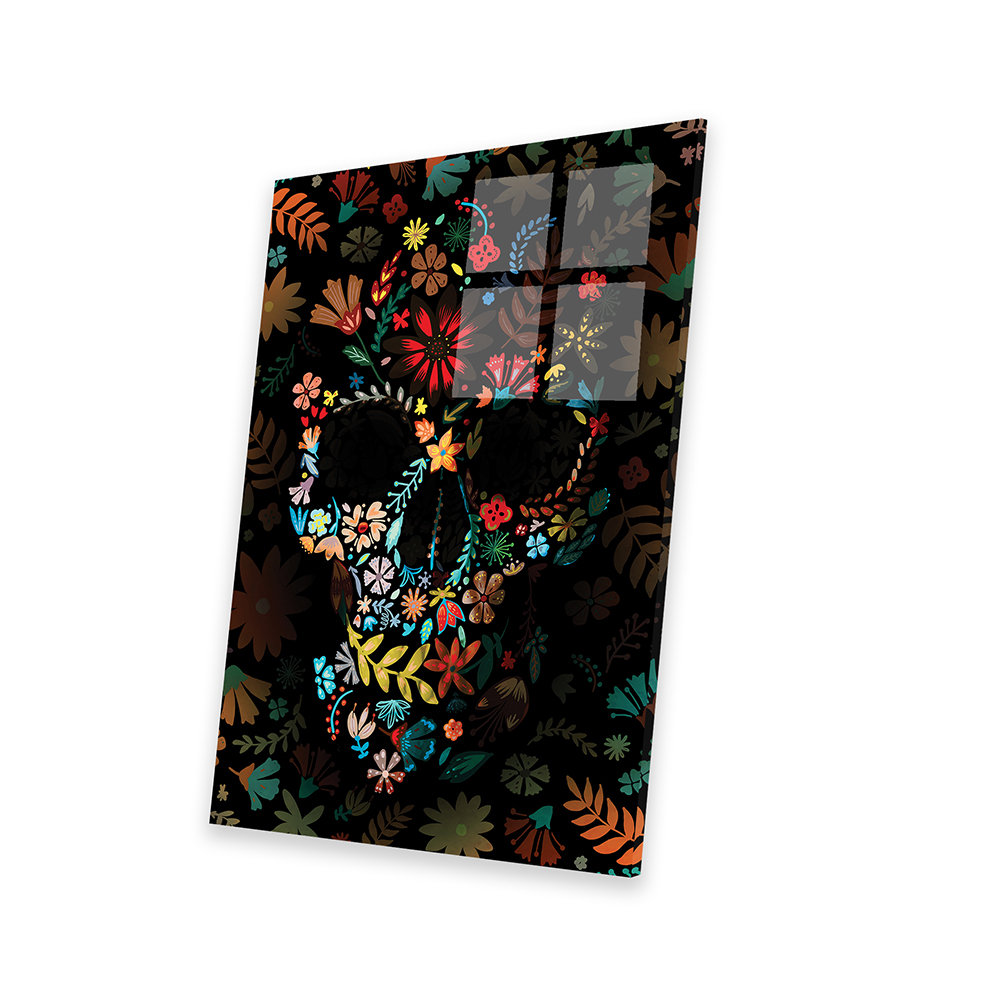 Trinx Flowery Skull On Plastic / Acrylic by Ali Gulec Print | Wayfair
