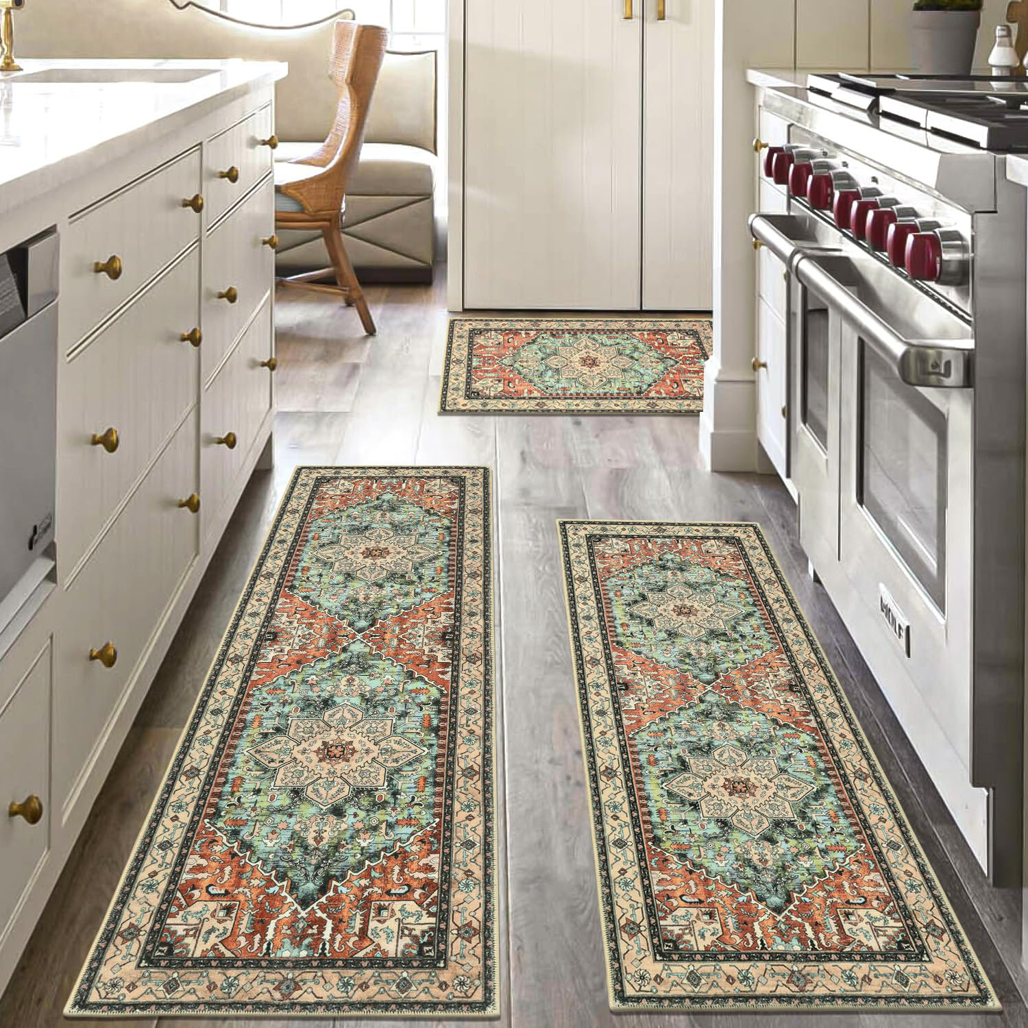 Bungalow Rose Washable Kitchen Rugs Sets Of 3, Non Slip Kitchen Mats ...