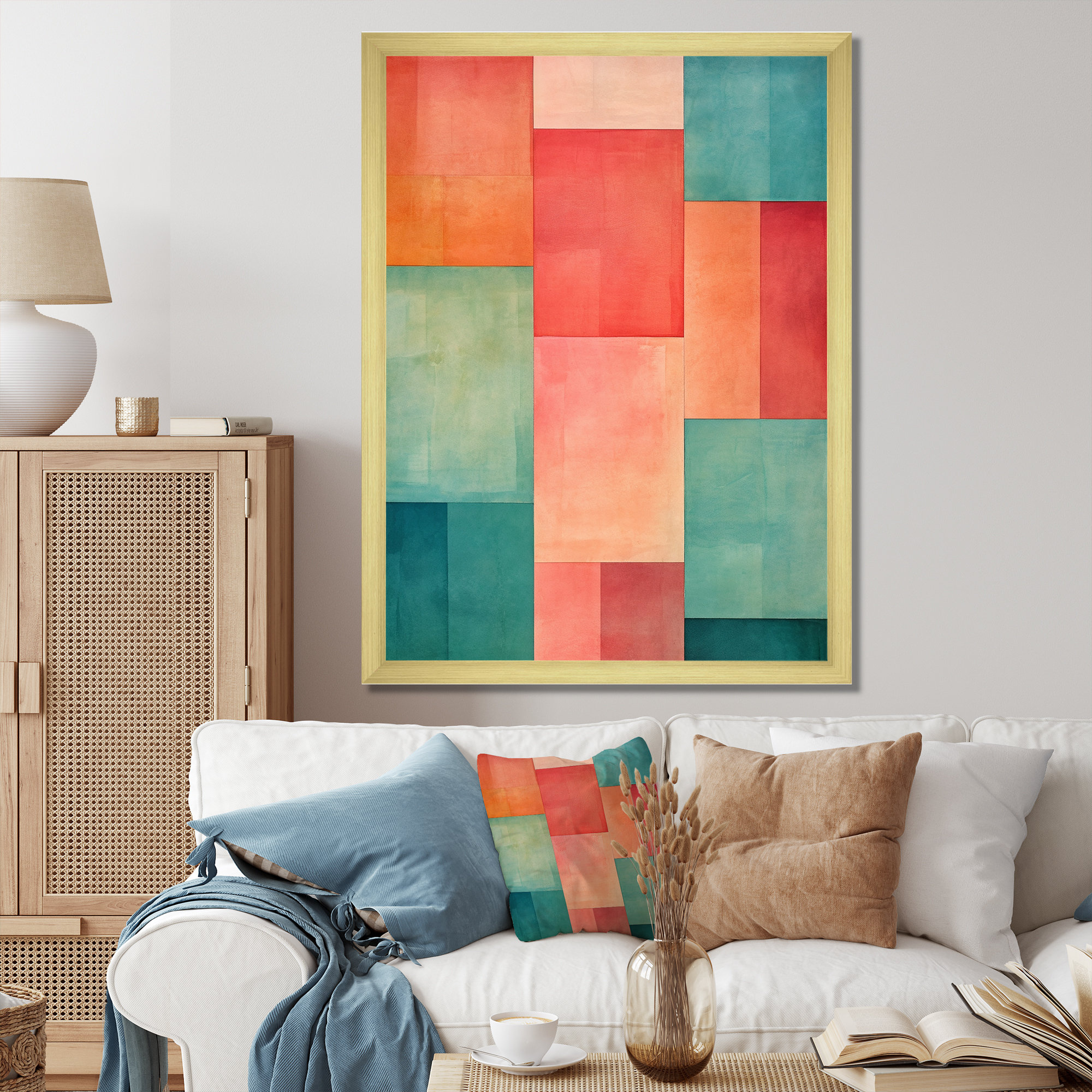 Wrought Studio™ Coral Cubes Melody Shapes II - Abstract Shapes Canvas ...