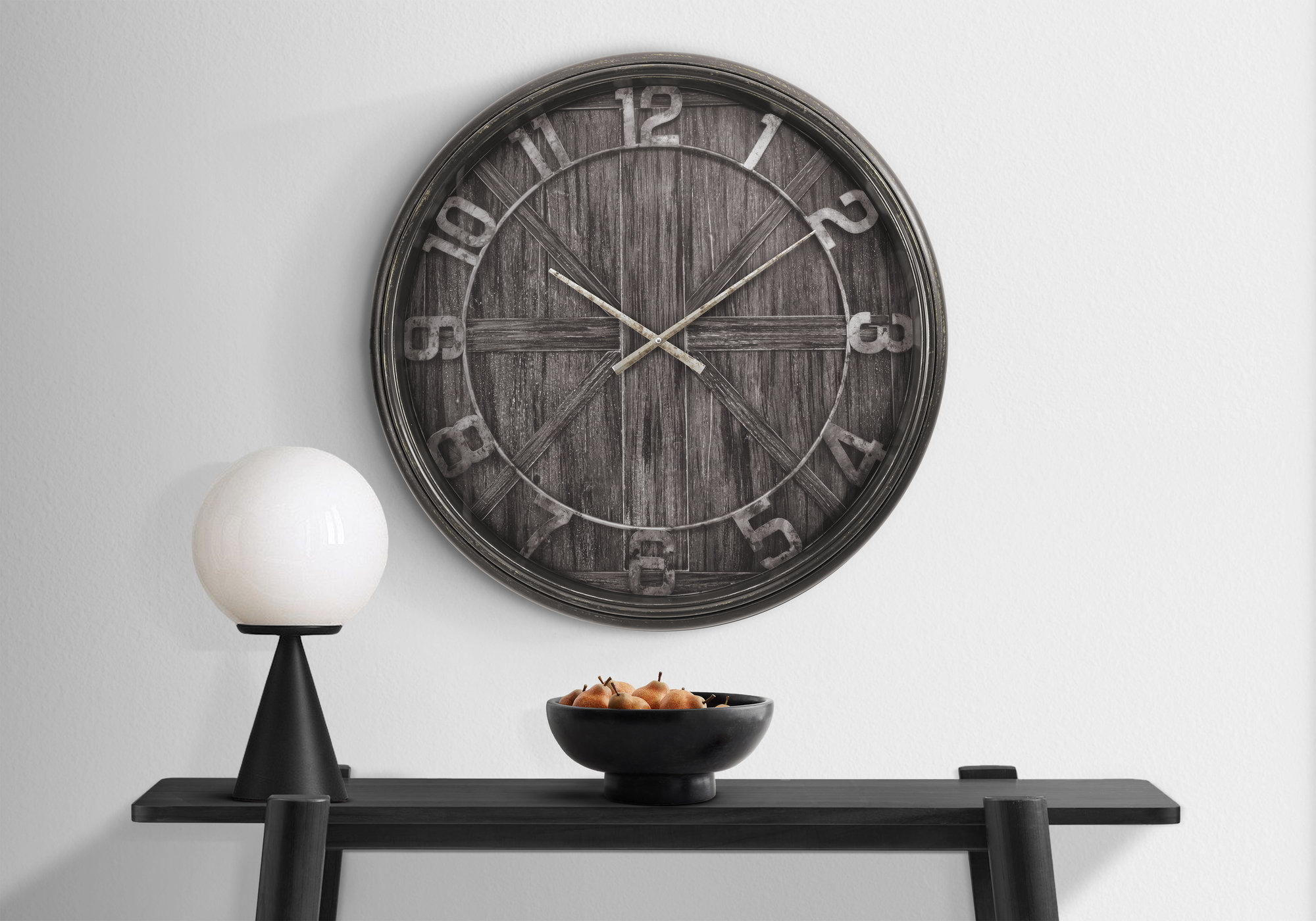 17 Stories Clocks, 30" Round, Large Oversized, Wall Clock, Brown ...
