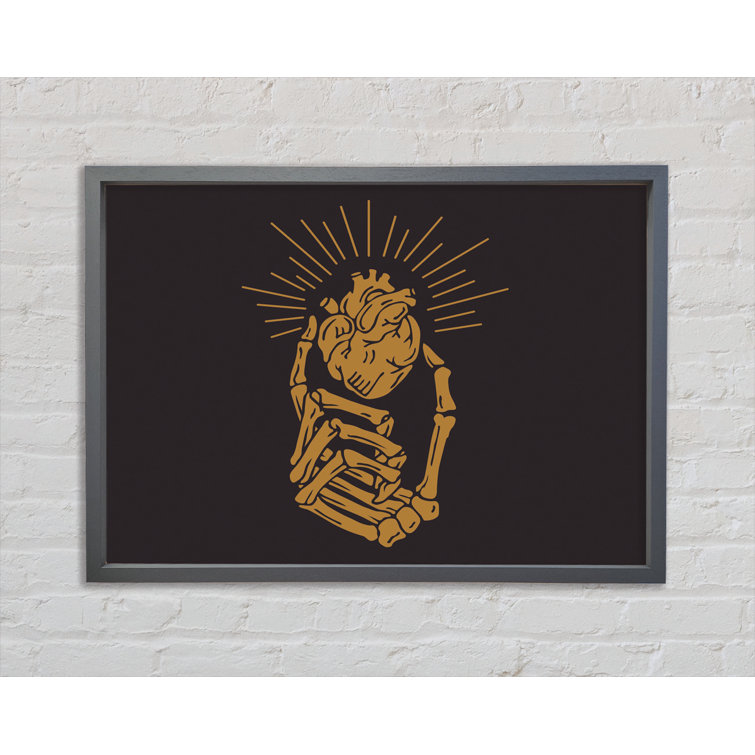 Happy Larry Skeleton Hand On Heart Framed Print | Wayfair.co.uk