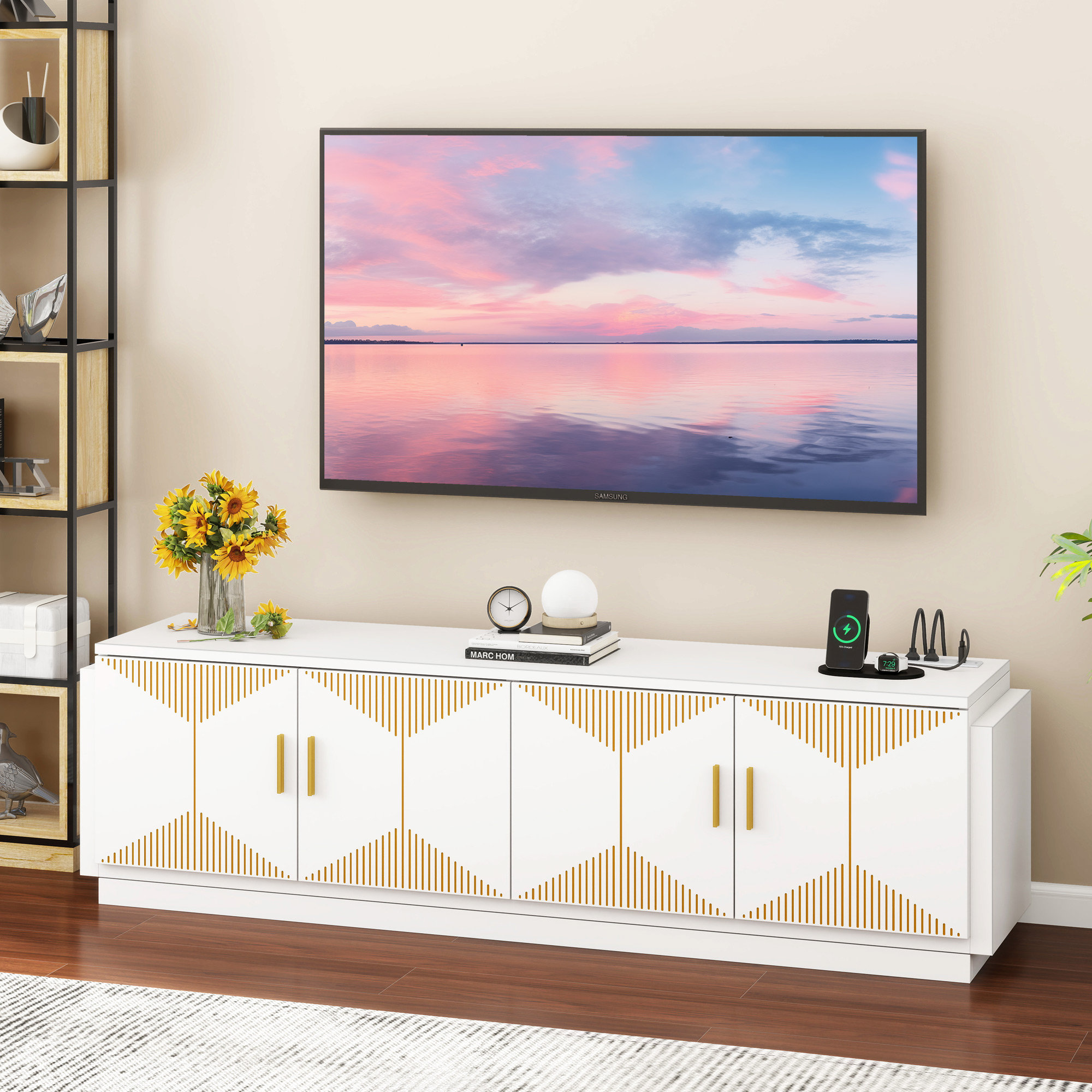 Mercer41 Classic 67" Entertainment Center, Media Console, Multifunction ...