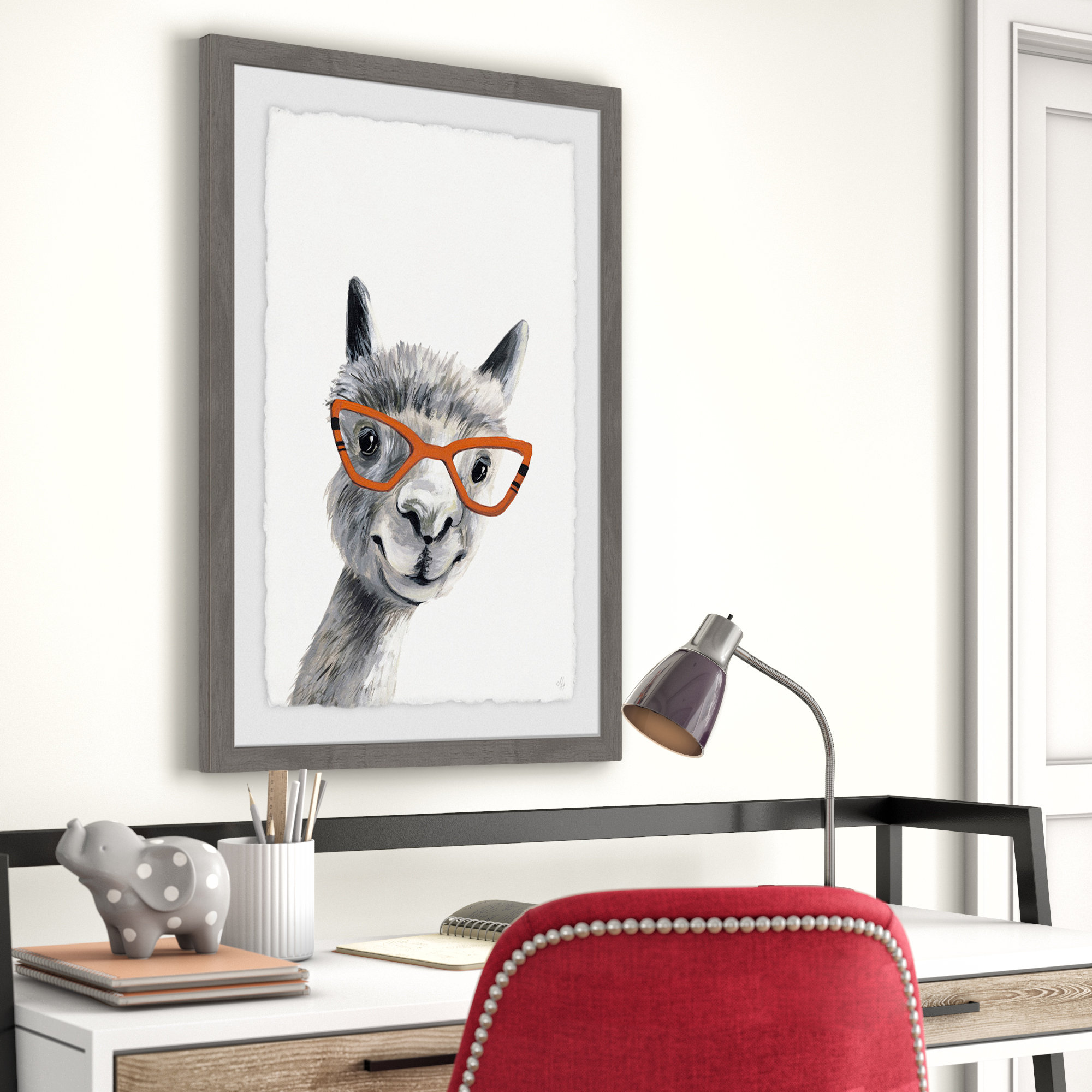 Wrought Studio™ Waycross 'Geeky Llama II' Framed Print | Wayfair