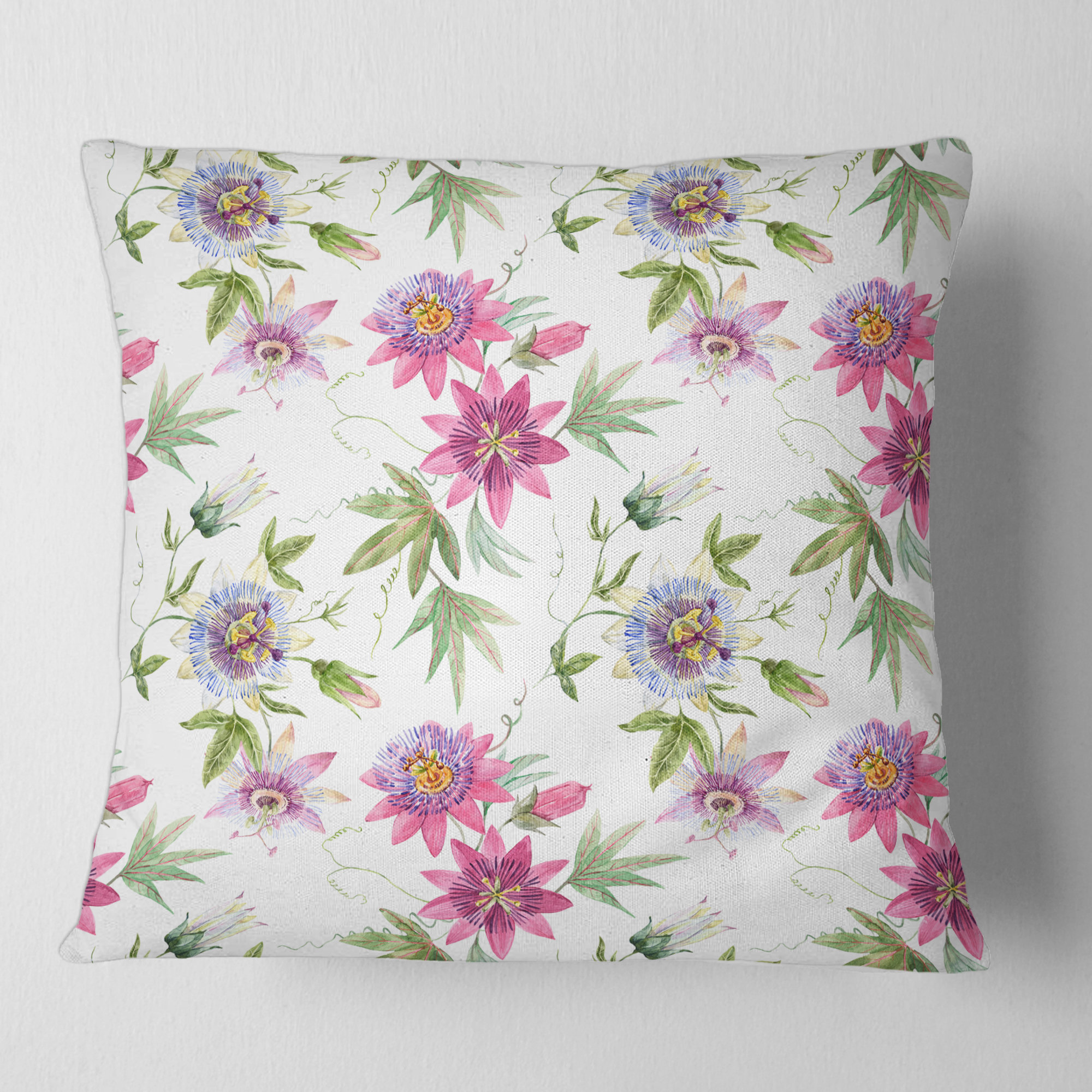 Design Art Passionflower Flowers Square Pillow Cover & Insert | Wayfair
