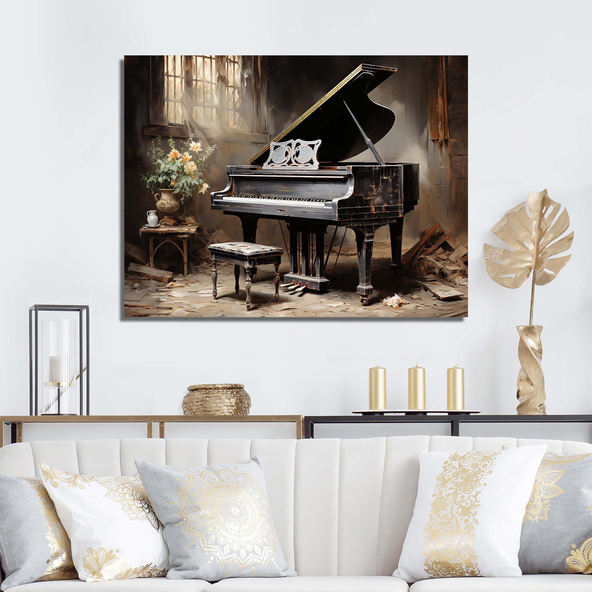 Red Barrel Studio® Minimalism Grand Piano Melody III - Piano Wall Art ...
