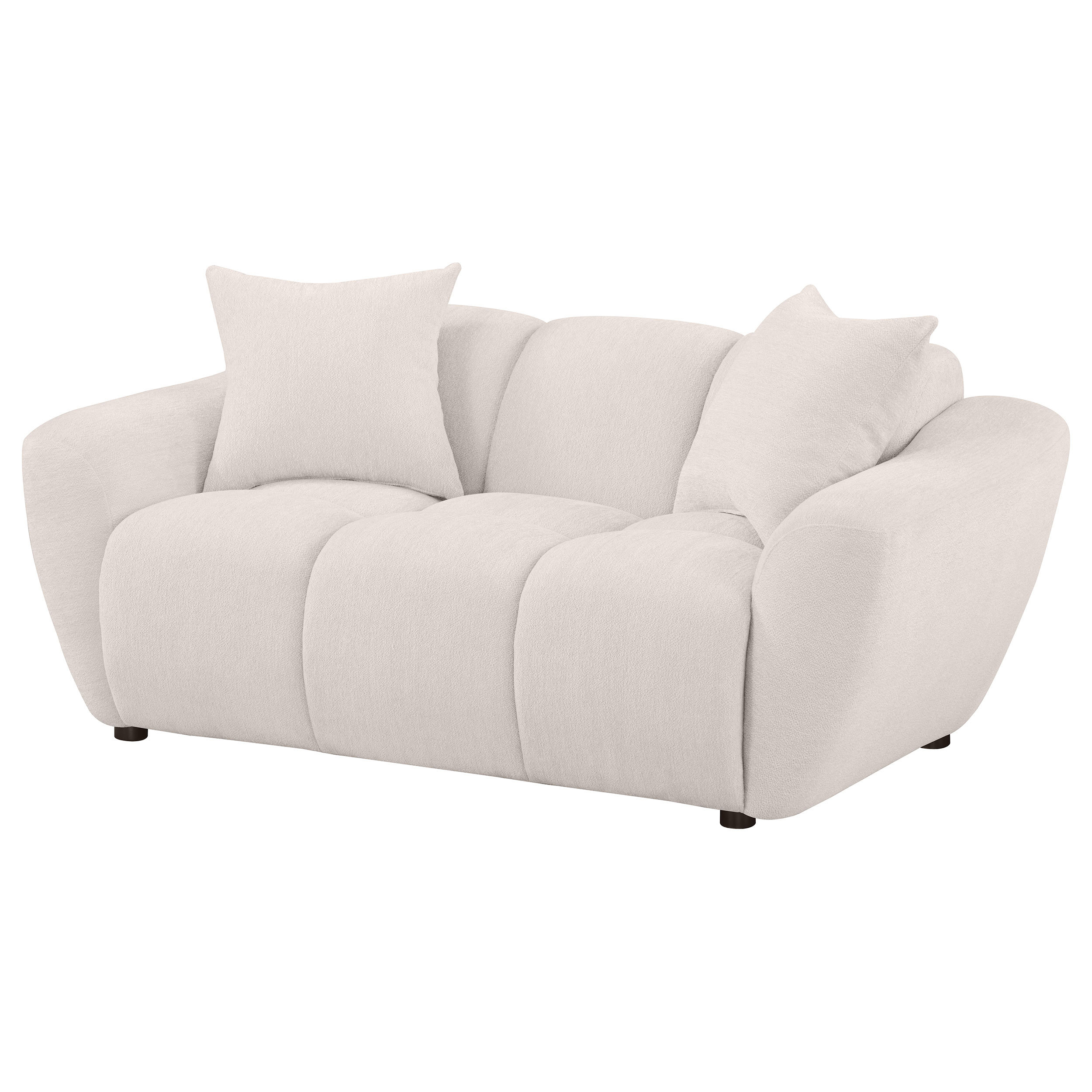 Ebern Designs Lowther Chenille Upholstered Splayed Arm Loveseat Greige ...