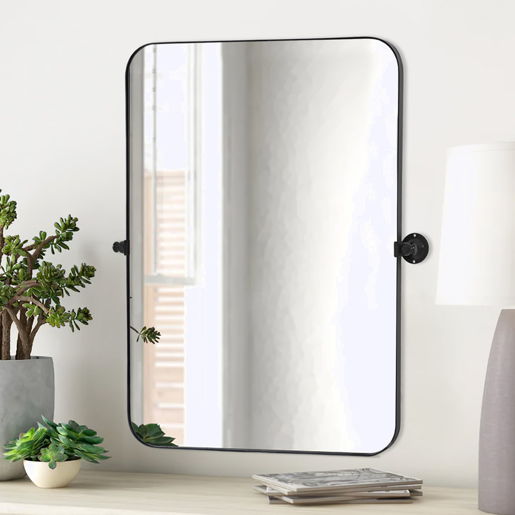 Mercer41 Iron Rounded Rectangular Rotating Hardware Wall Mirror | Wayfair