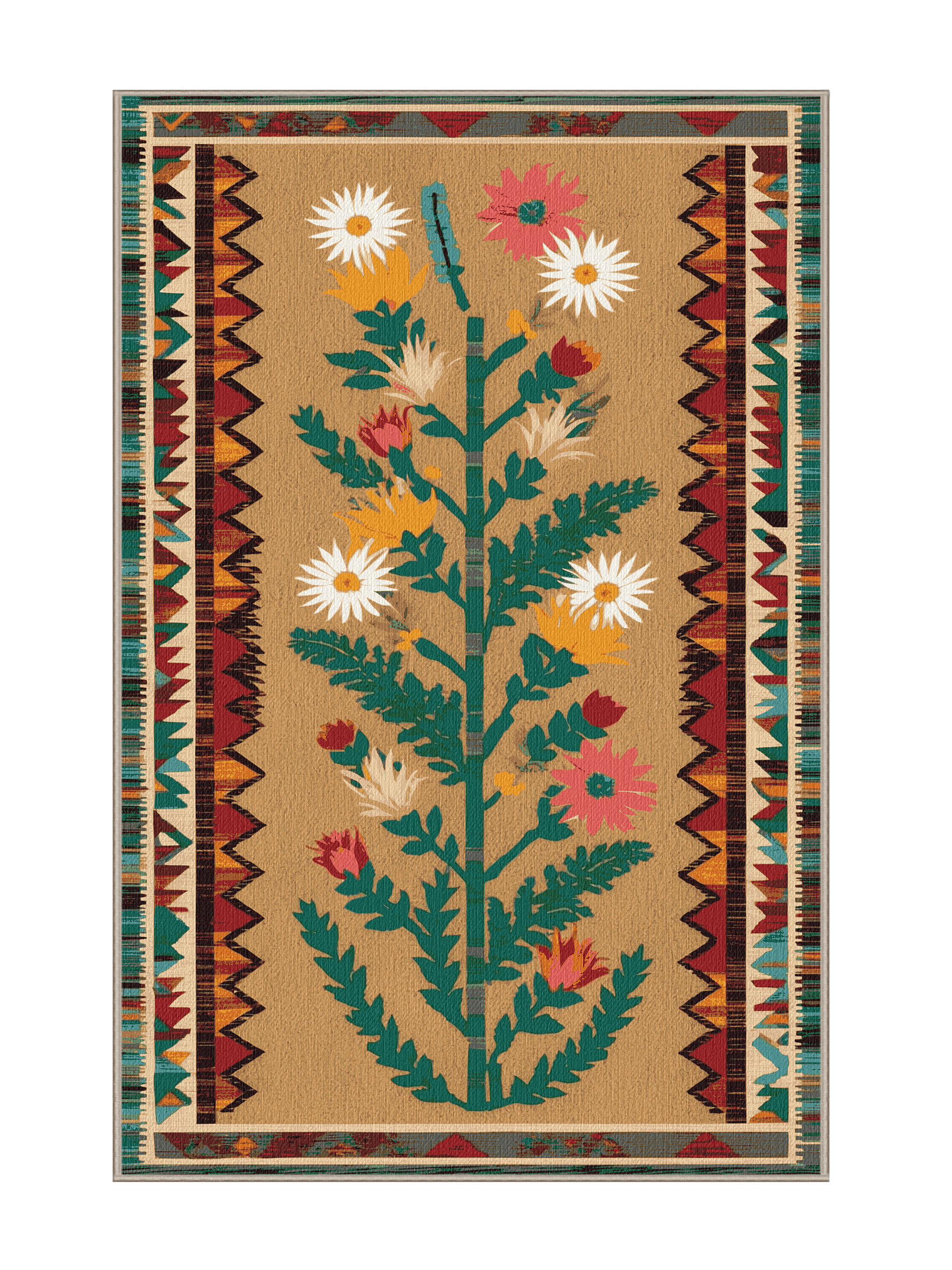 Foundry Select Washable Wildflower Desert Southwestern Area Rug | Wayfair