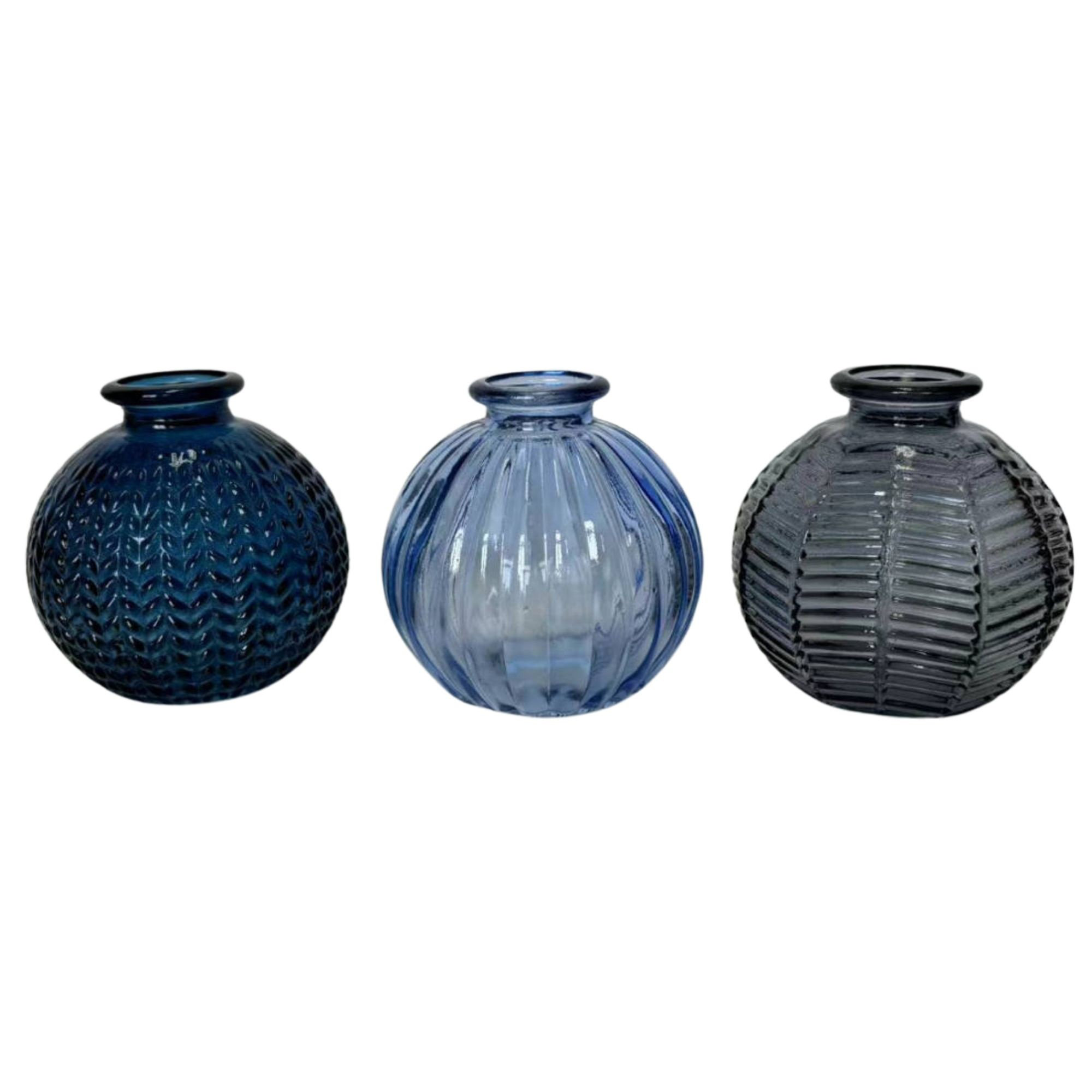 Ebern Designs VIP Glass 3.35 in. Multicolor Round Bud Vases Set of 3 ...