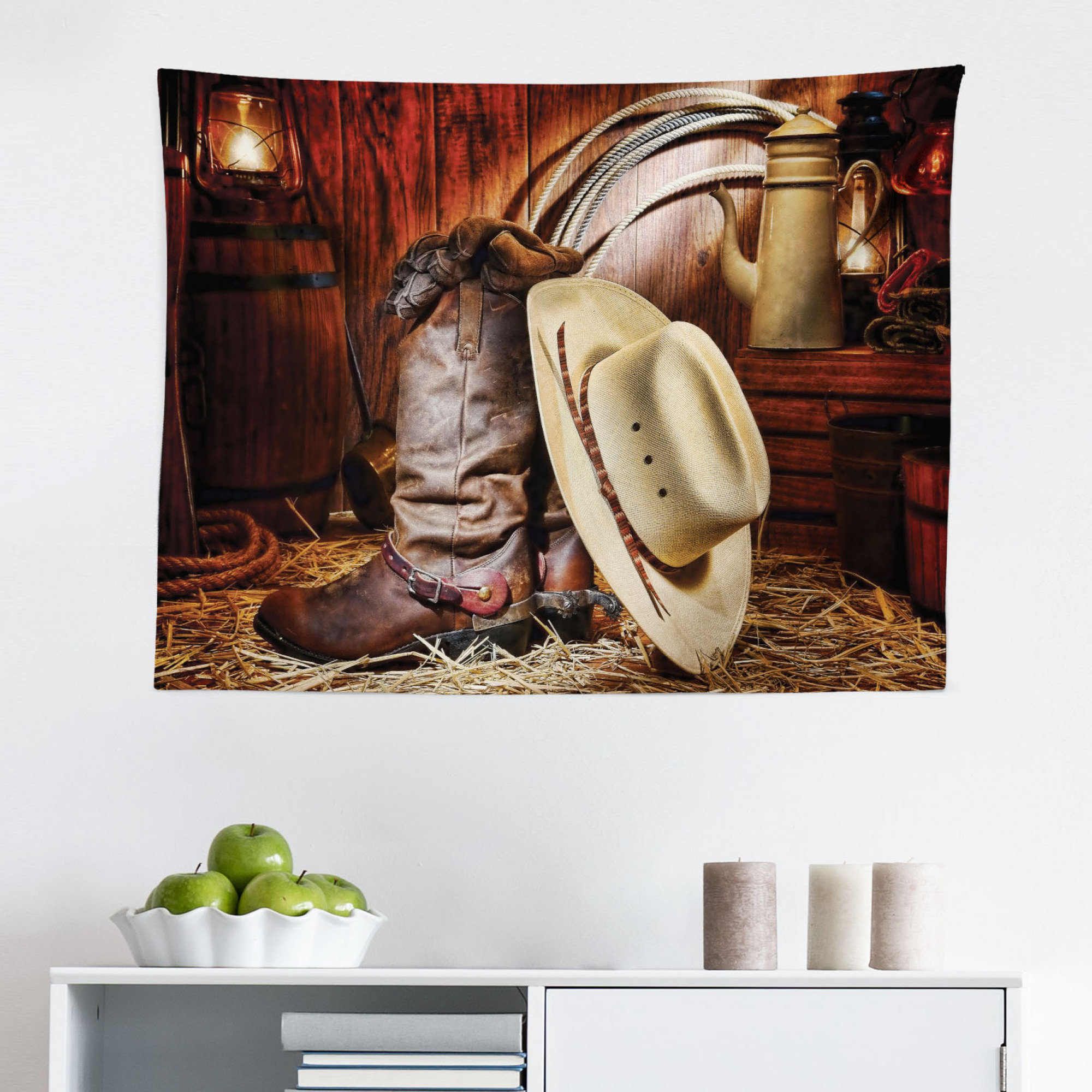 East Urban Home Western Tapestry, American West Rodeo Elements With ...