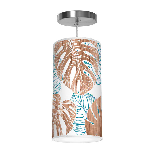 Jef Designs Monstera Printed Shade Column Pendant - Wayfair Canada