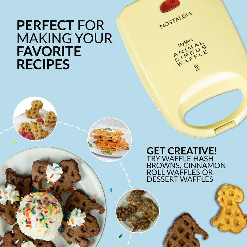 Nostalgia MyMini Electric Animal Circus Waffle Maker, Makes Cat, Dog ...