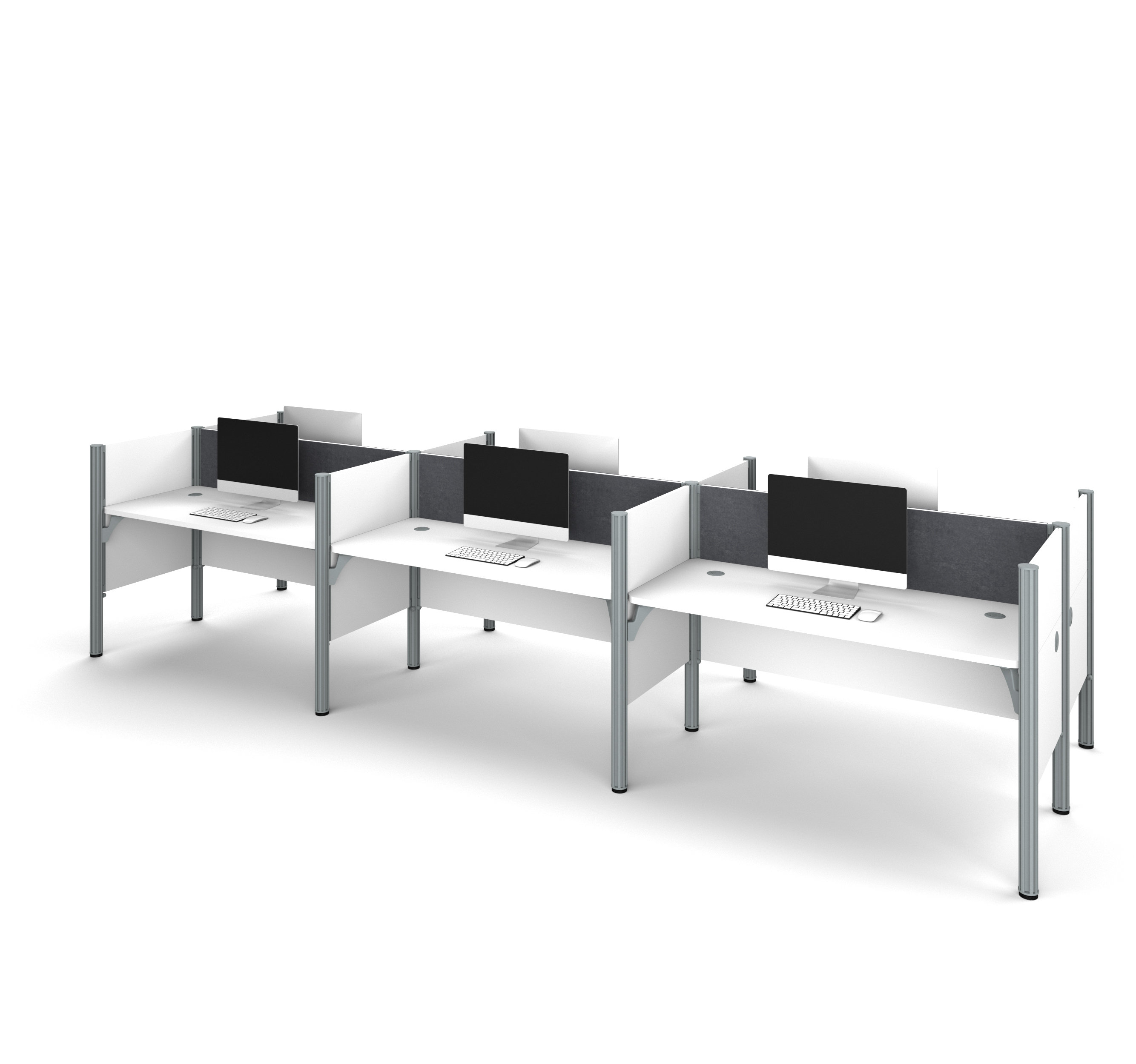 Bestar Pro-Biz Six-Straight Desk Workstation with 6 Privacy Panels ...