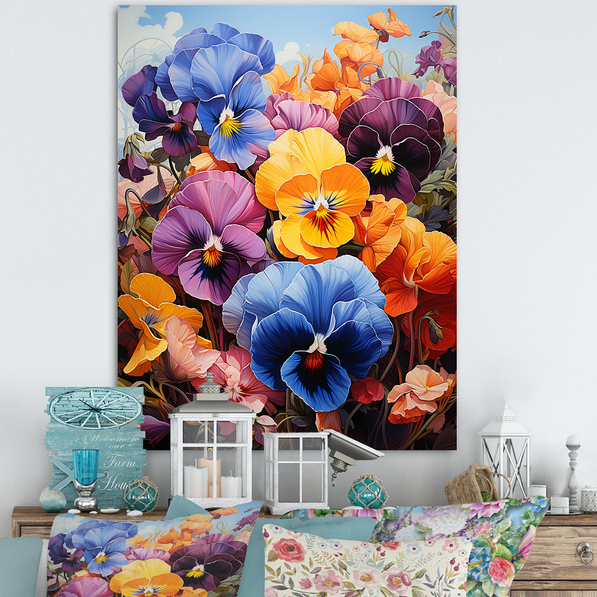 Red Barrel Studio Colorful Pansies Pansy Paradise - Floral Wall Decor ...