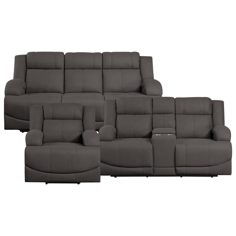 Latitude Run® Herriman 3-Piece Microfiber Push Button Power Reclining ...