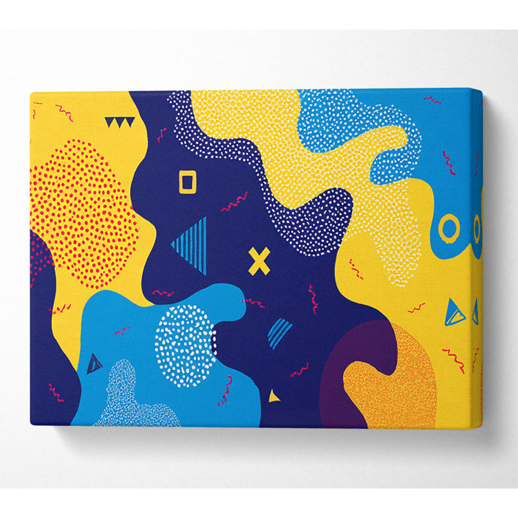 World Menagerie Blue And Yellow Modern Shapes - Wrapped Canvas Art ...