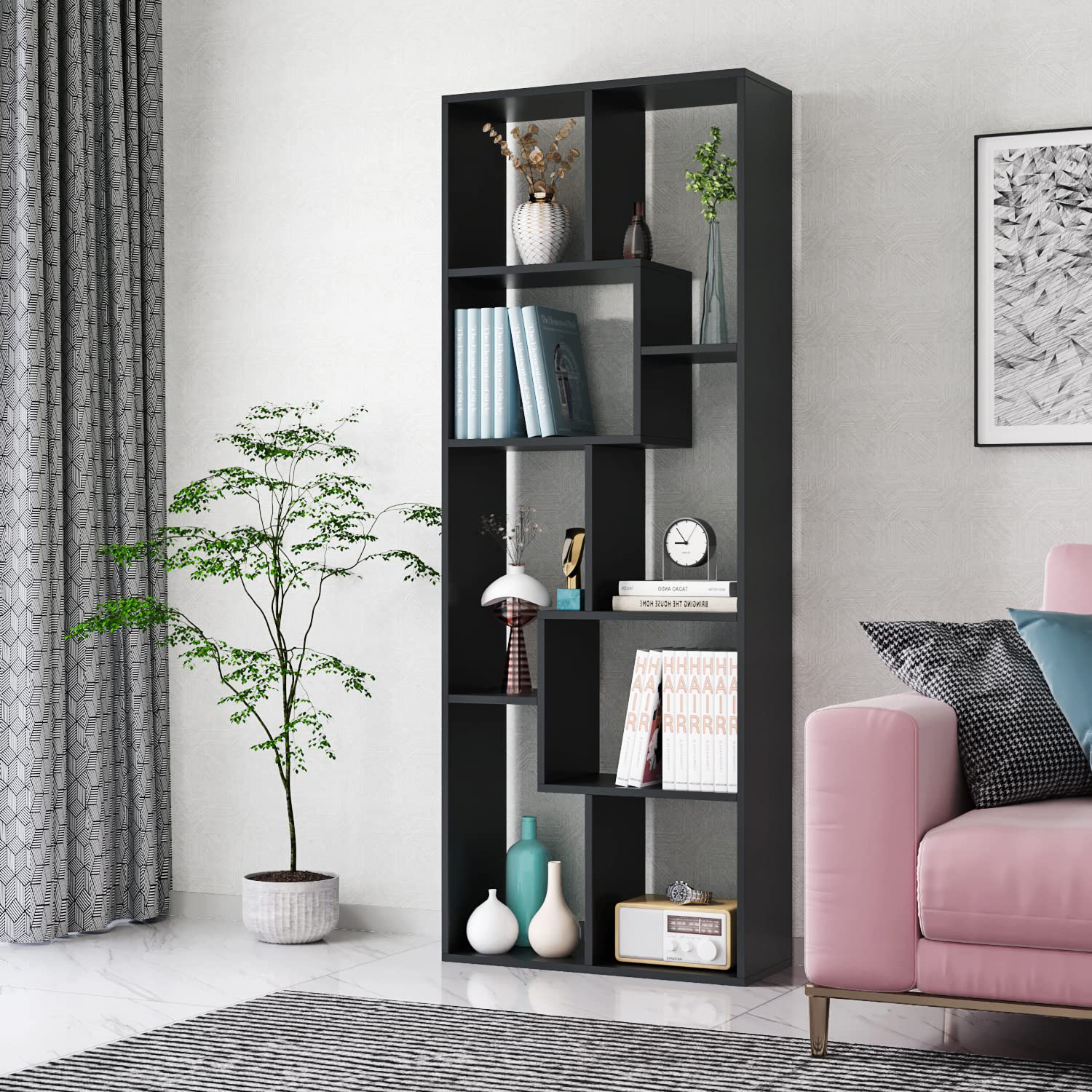Zipcode Design™ Humberwood 63" H x 23.6" W Library Bookcase, Geometric ...