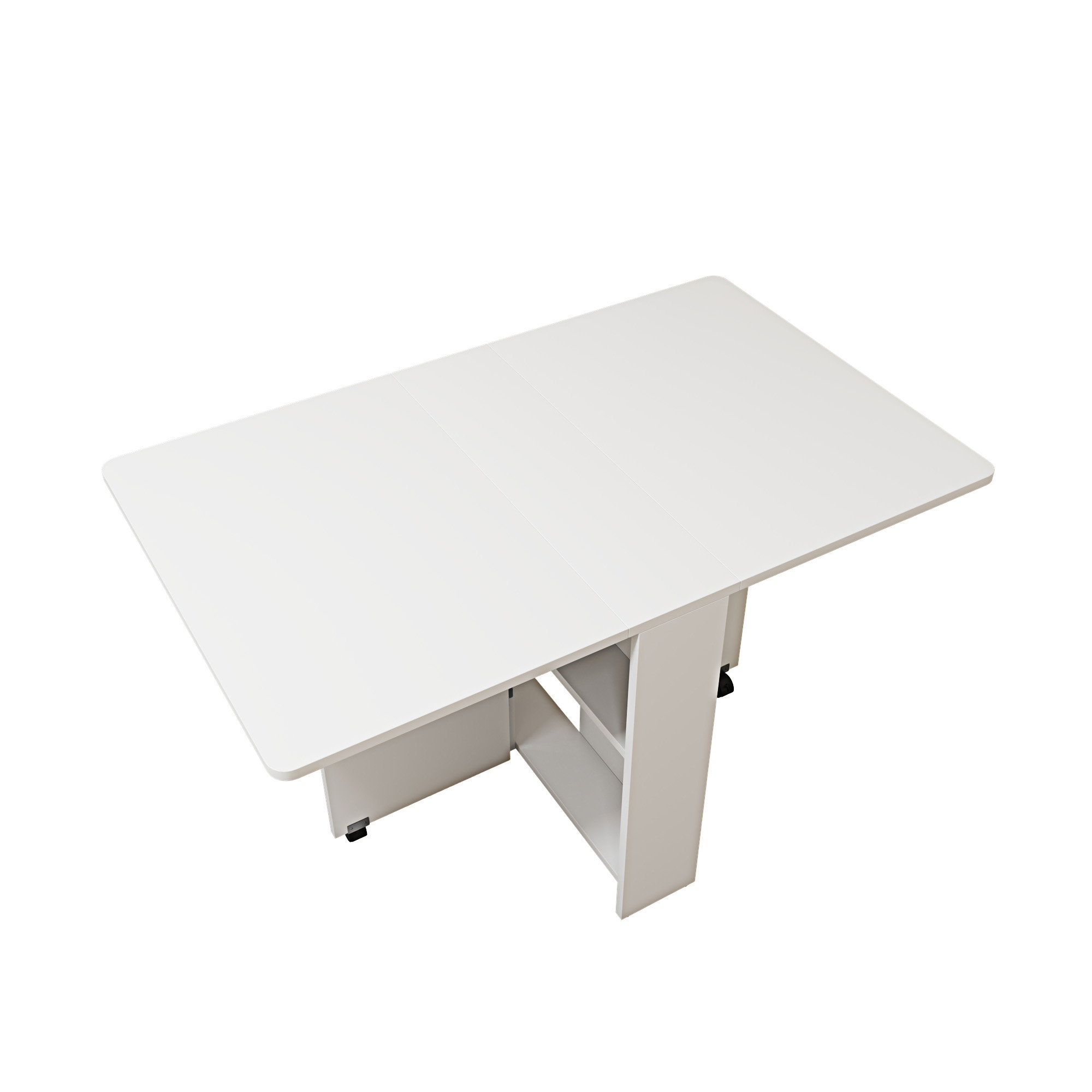 Ebern Designs Fully Unfolded 51.18 Inches White Foldable Table (Only ...