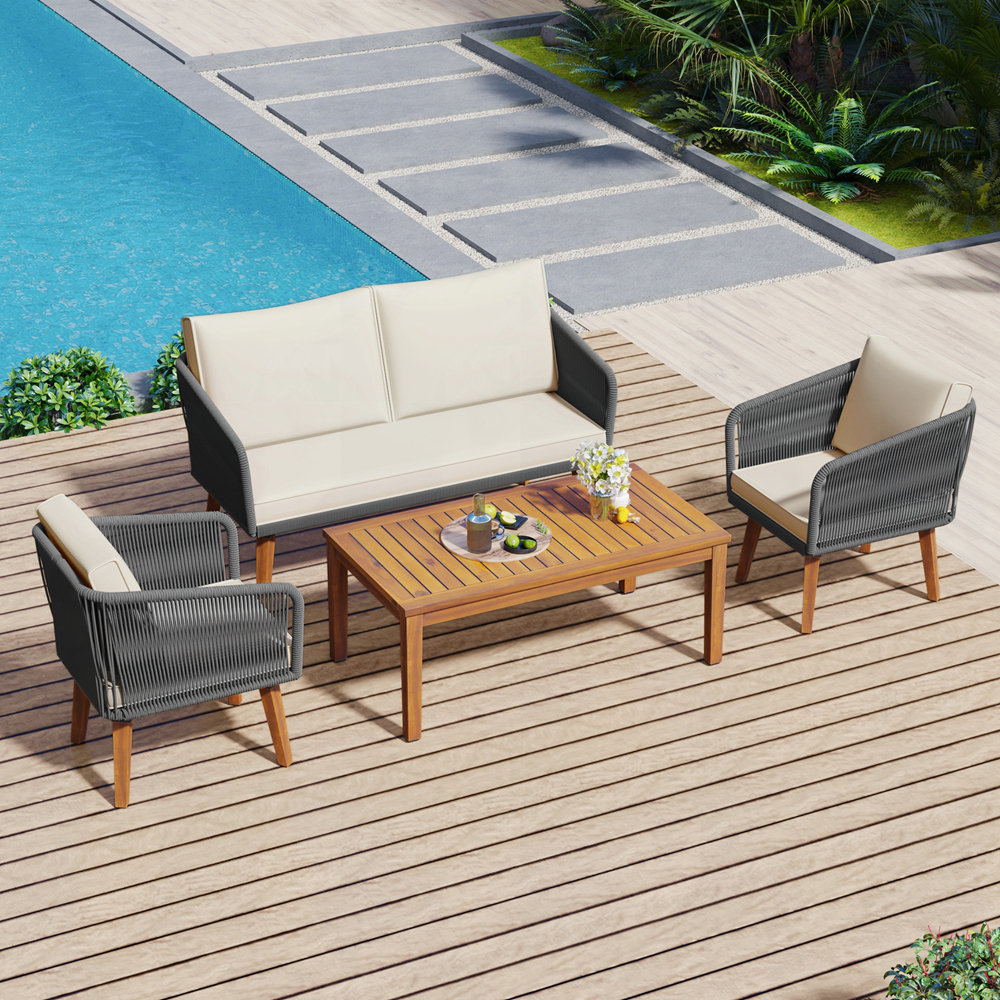 Bay Isle Home™ 4-Piece Patio Conversation Set | Wayfair