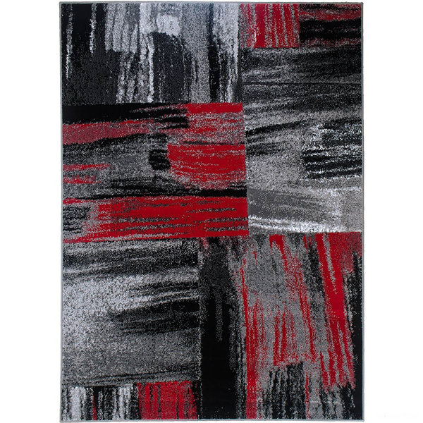 Wrought Studio Aligi Performance Red/Gray Rug | Wayfair