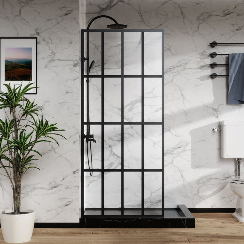 APERIL 34" X 72" Frame Fixed Glass Panel Shower Door & Reviews | Wayfair