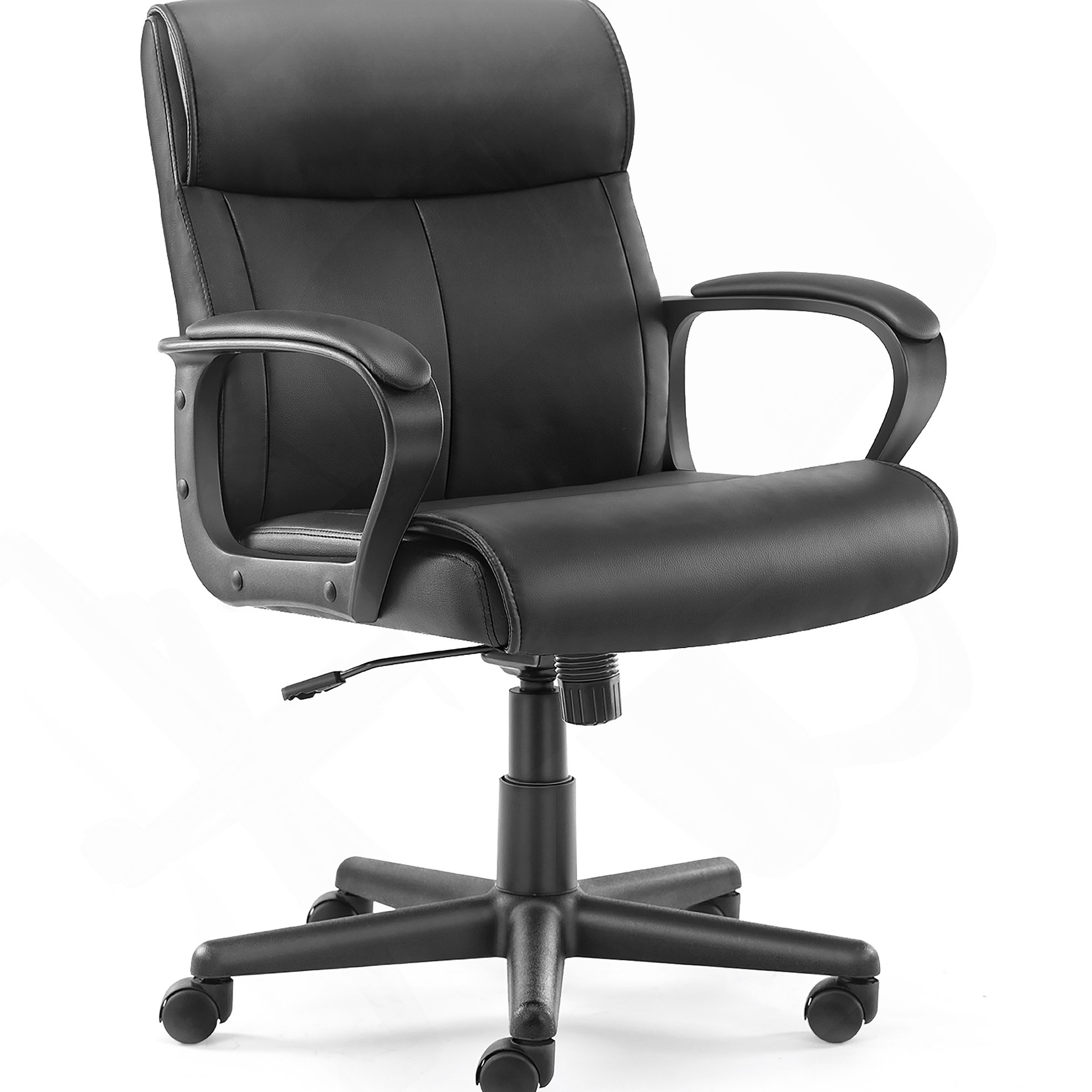 Winston Porter Mid Back PU Leather Office Chair, Padded Armrests ...