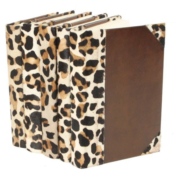 Leather Books 5 Piece Hide Metallic Decorative Book Set | Perigold