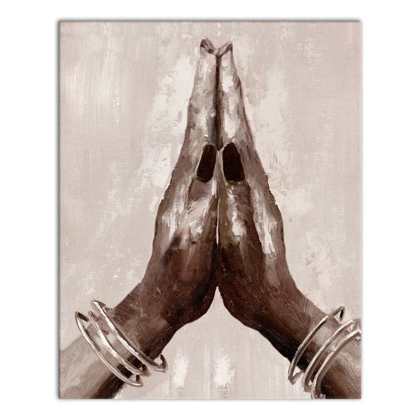 Red Barrel Studio® Painted Praying Hands On Canvas Painting | Wayfair