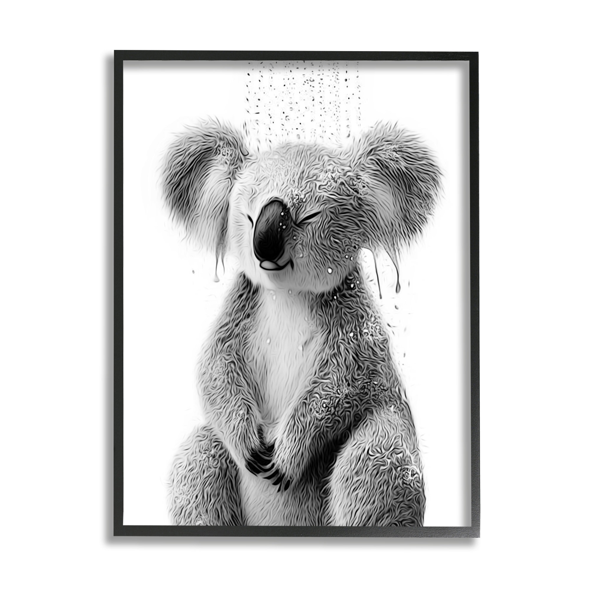 Stupell Industries Koala Bathroom Splash Framed Giclee Art Design By ...