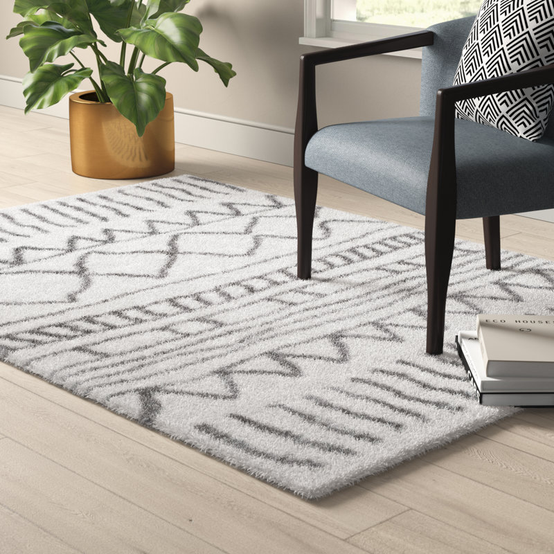 Union Rustic Kajuan Geometric Gray/White Area Rug & Reviews | Wayfair