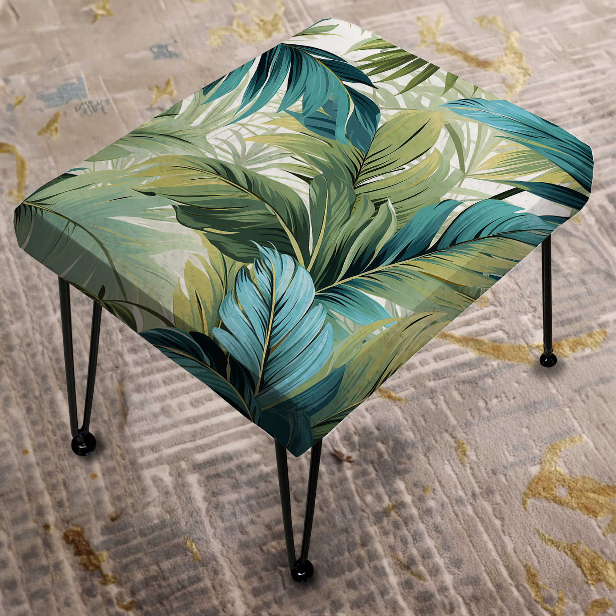 Design Art Palm Oasis Tropical Pattern - Tropical Rectangle Ottoman ...