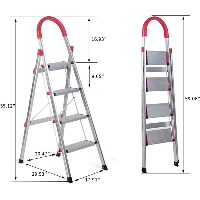 WFX Utility™ 4 - Step Aluminum Lightweight Folding Step Ladder | Wayfair
