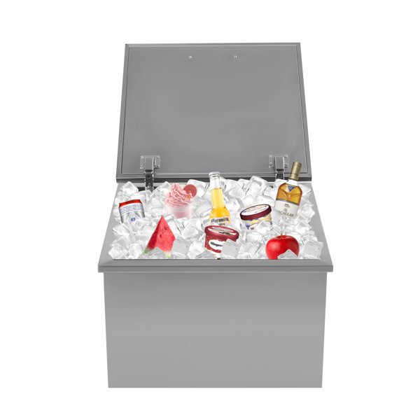 Prep & Savour Darton Stainless Steel Ice Chest with Hinged Cover Bar ...