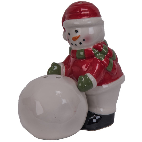 The Holiday Aisle® Ceramic Snowman and Snowball Salt and Pepper Shaker ...