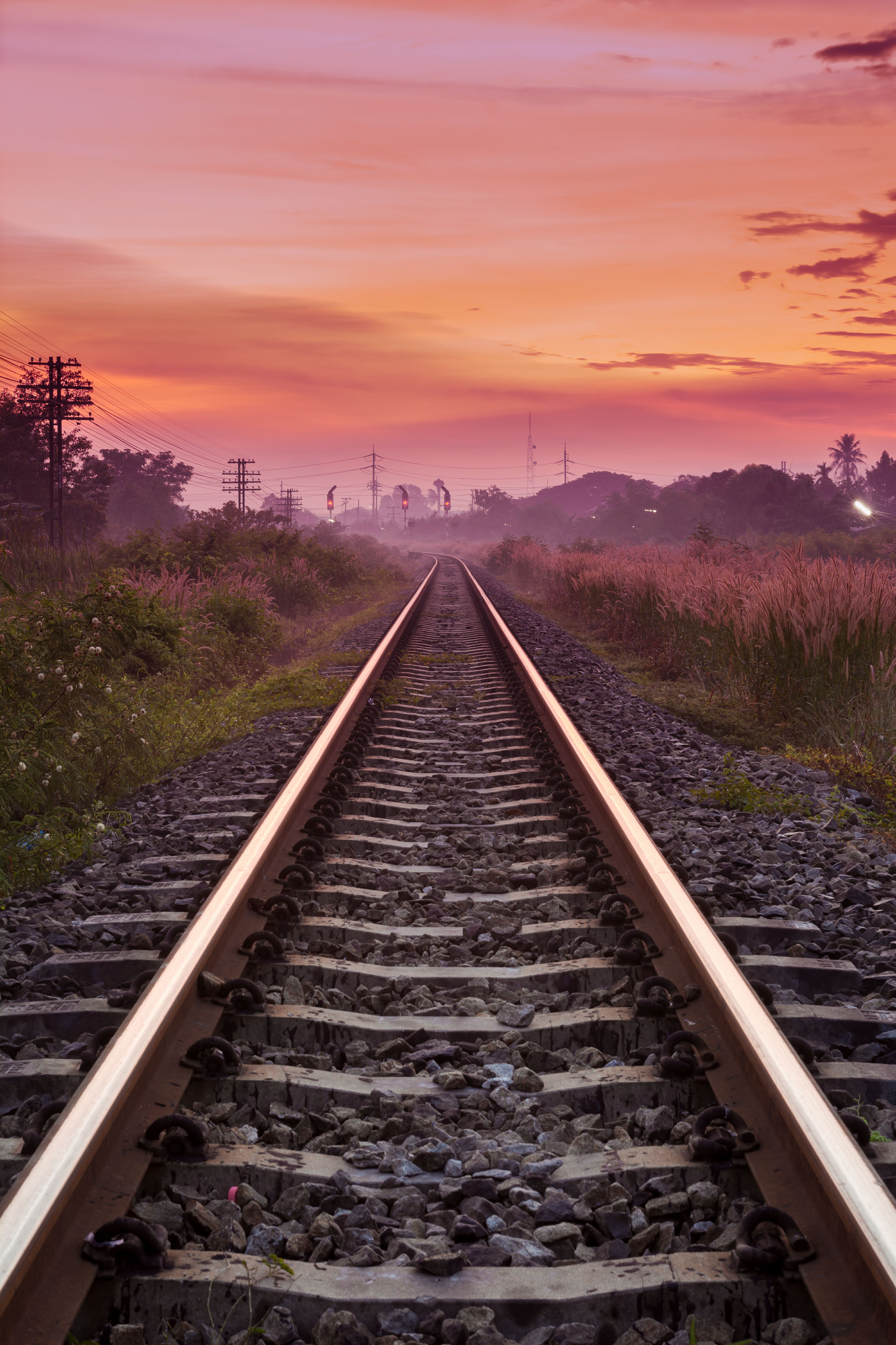 Ebern Designs Brandelyn Railway Track With Sunrise - Print | Wayfair