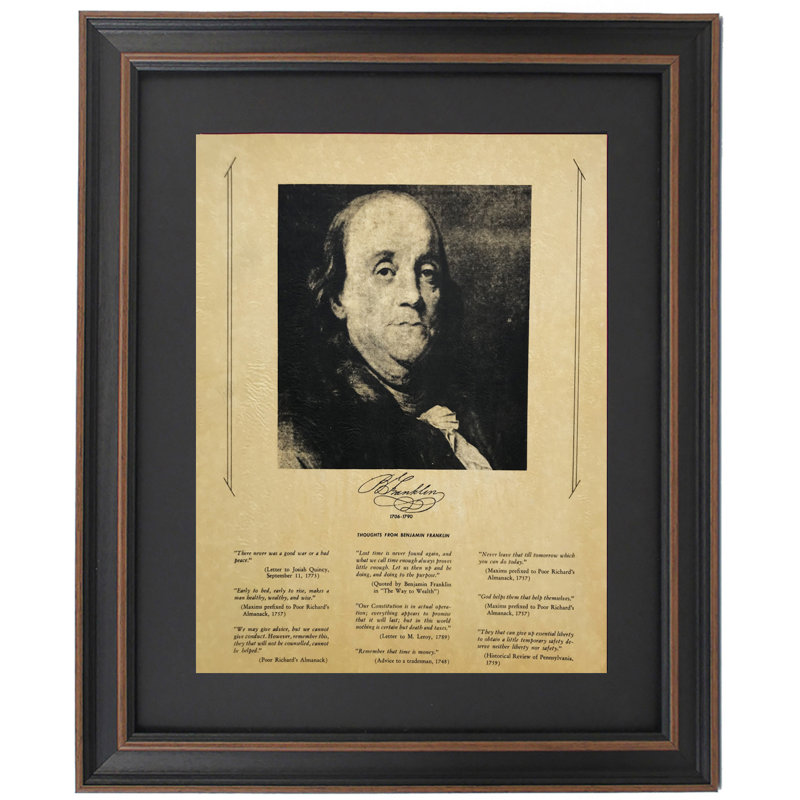 Alcott Hill® Benjamin Franklin Portrait and Quotes | Framed Textual Art ...