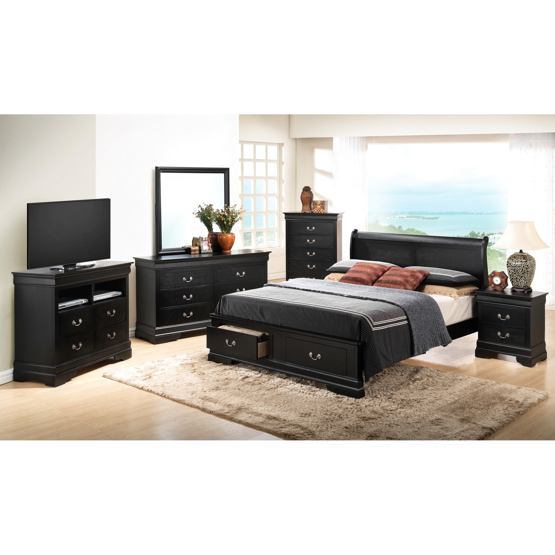 Alcott Hill® Black King Bed With Functional Storage And Long-lasting ...