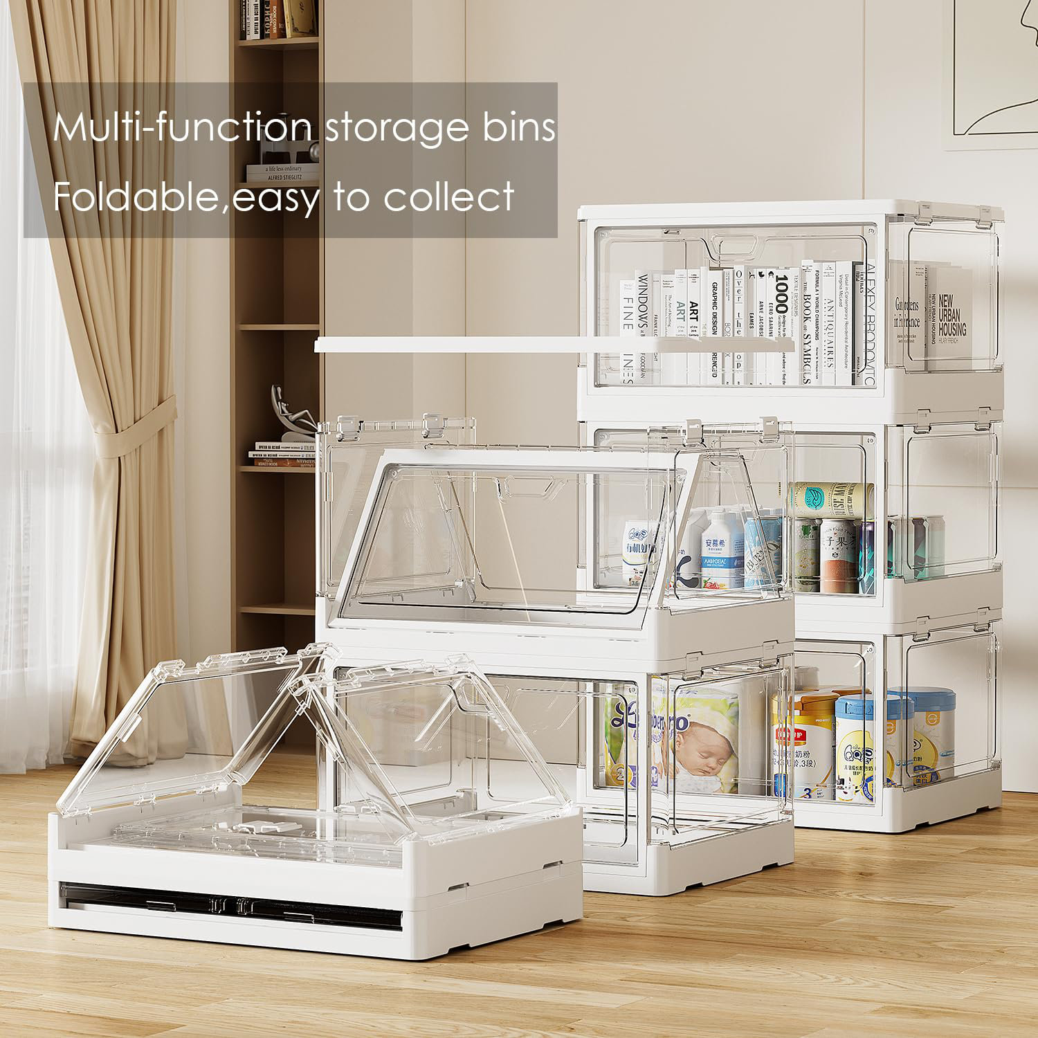 Rebrilliant Stackable Clear Storage Bins With Lids,70 Qt Plastic ...