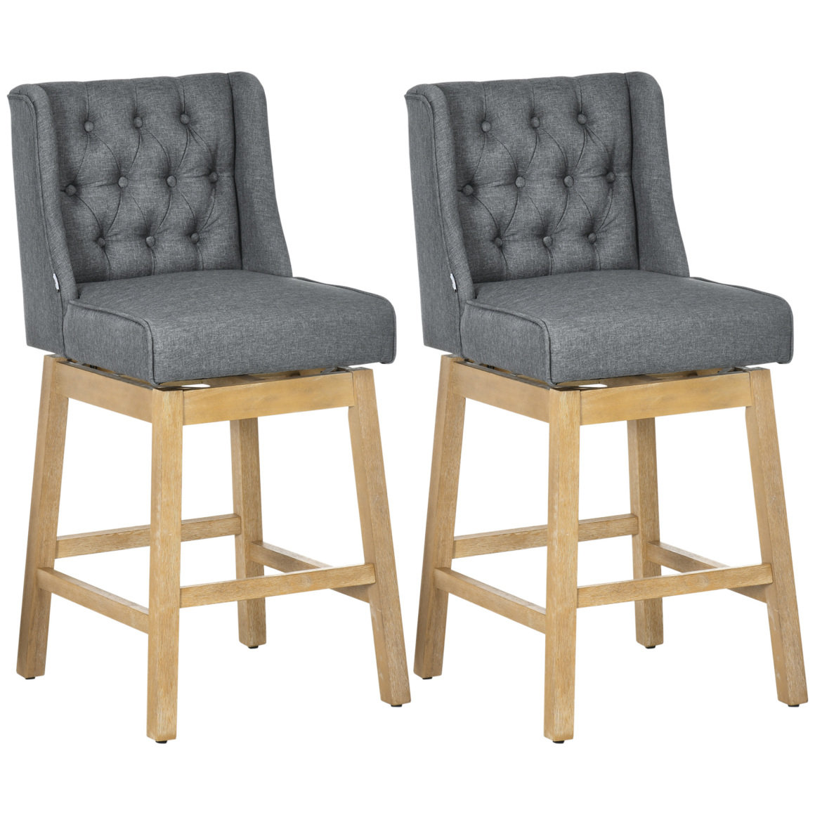 Red Barrel Studio® Homcom Bar Height Bar Stools Set Of 2, 180 Degree ...
