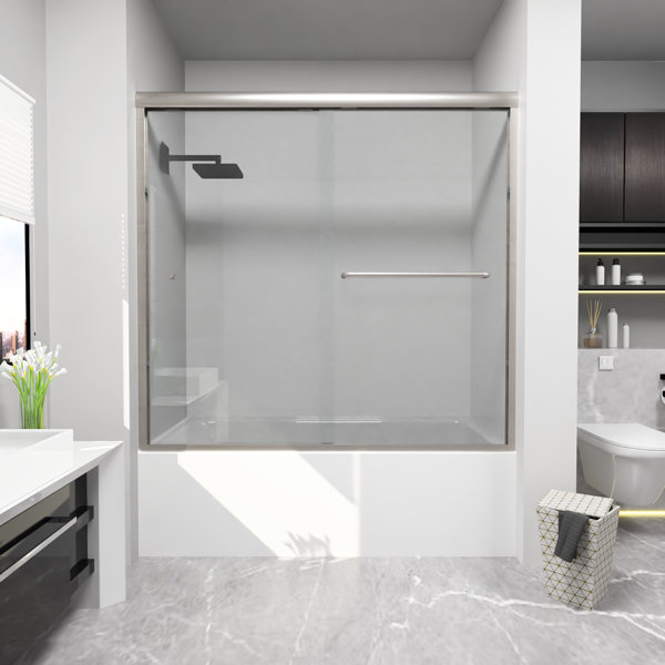 CKB 59" W x 56" H Double Sliding Semi-Frameless Tub Door & Reviews ...