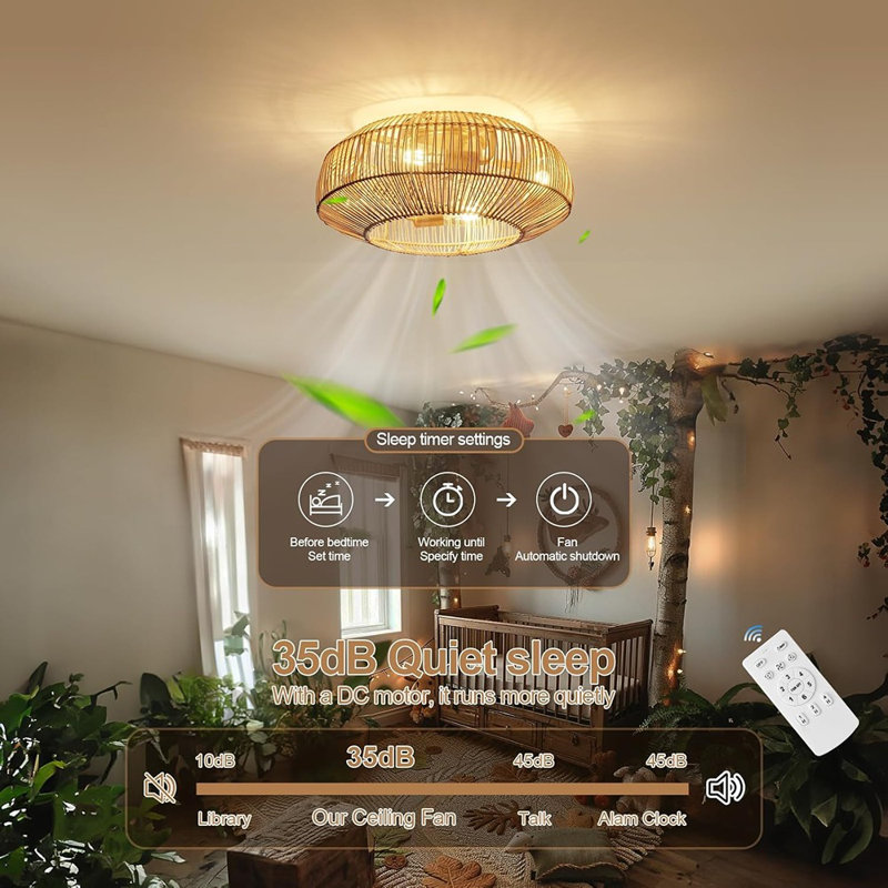 Bay Isle Home™ Ceiling Fan With Lights Remote Control, 52 Inch, Bru ...