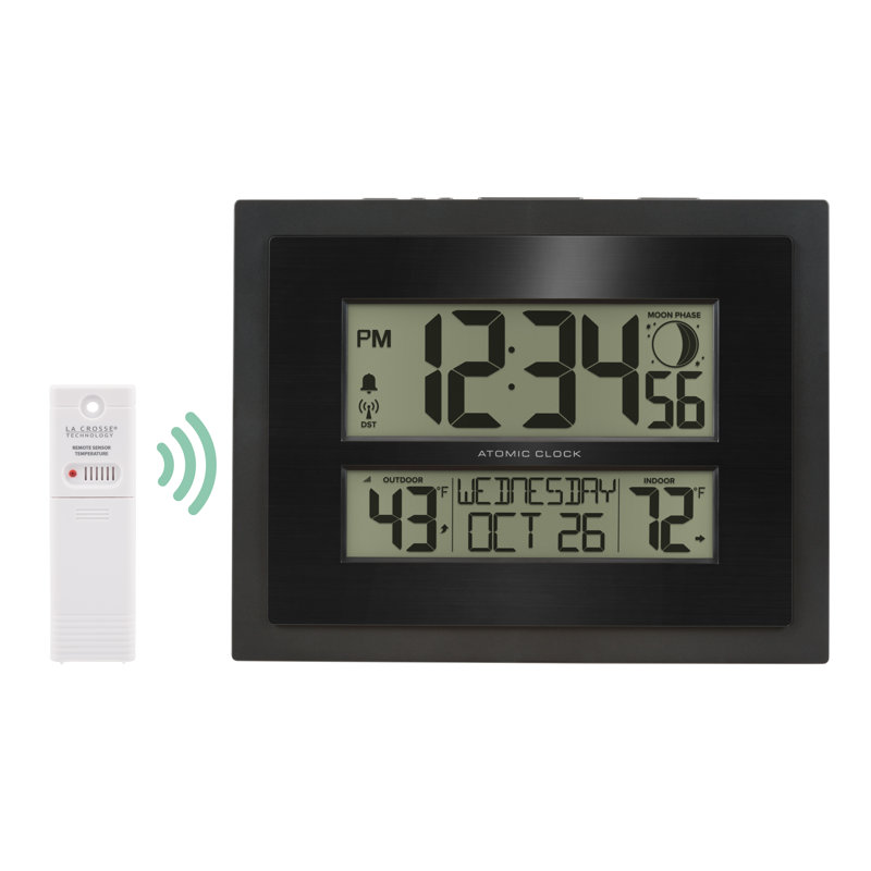 Ebern Designs Danaisa Atomic Digital Clock with Outdoor Temperature and ...
