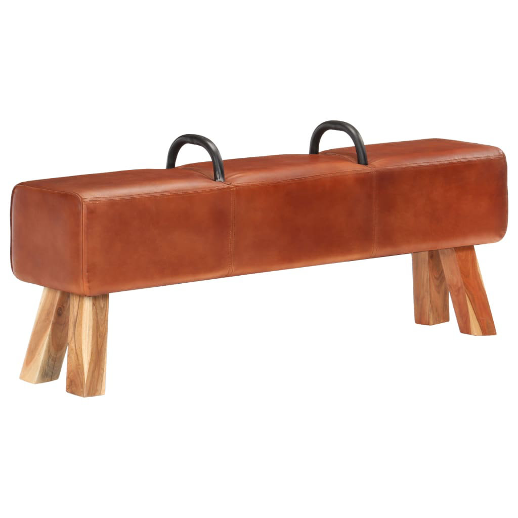 Union Rustic Vintage Turnbock Bench with Handles Real Goat Leather ...