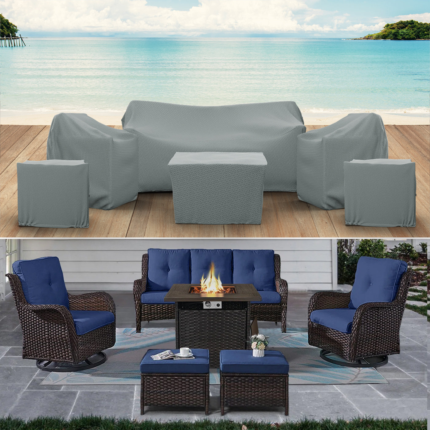 Latitude Run® Covers & all Patio Furniture Cover Set, 6-Piece Water ...