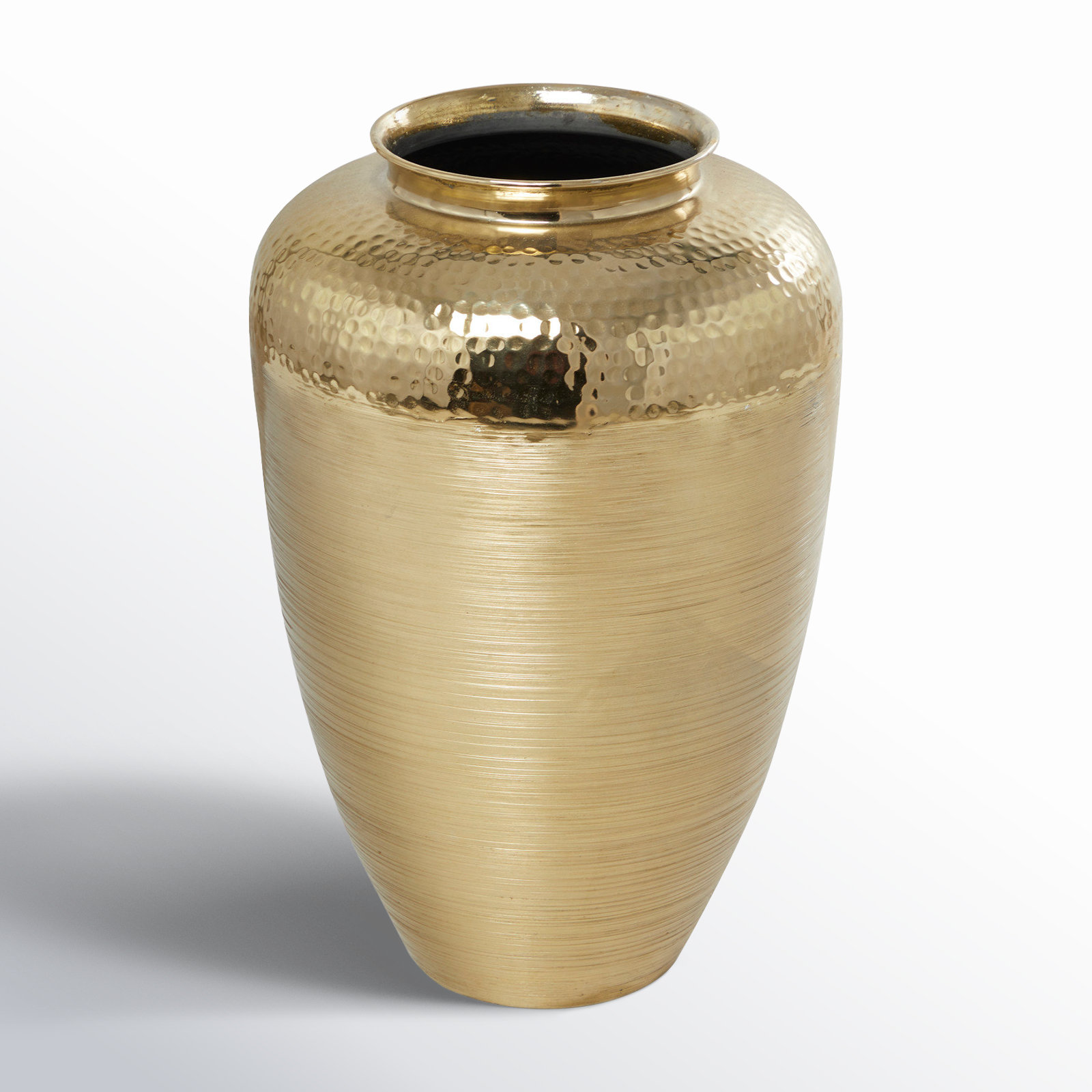 Mercer41 Aluminum Metal Brushed Decorative Gold Vase with Hammered Top ...