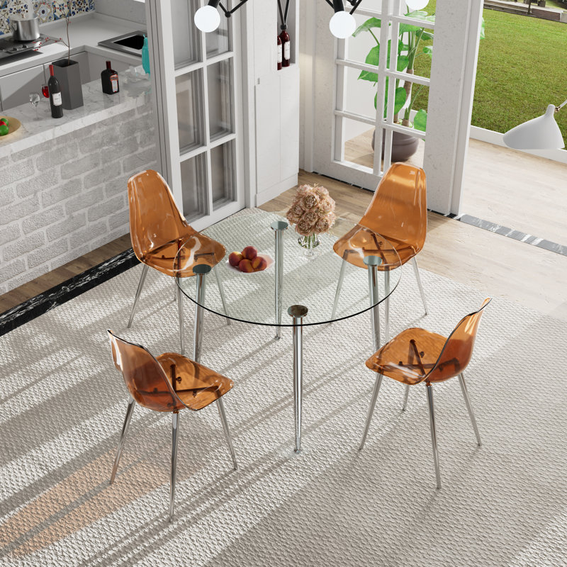 Wrought Studio Harisan 5 - Piece Glass Top Dining Set | Wayfair